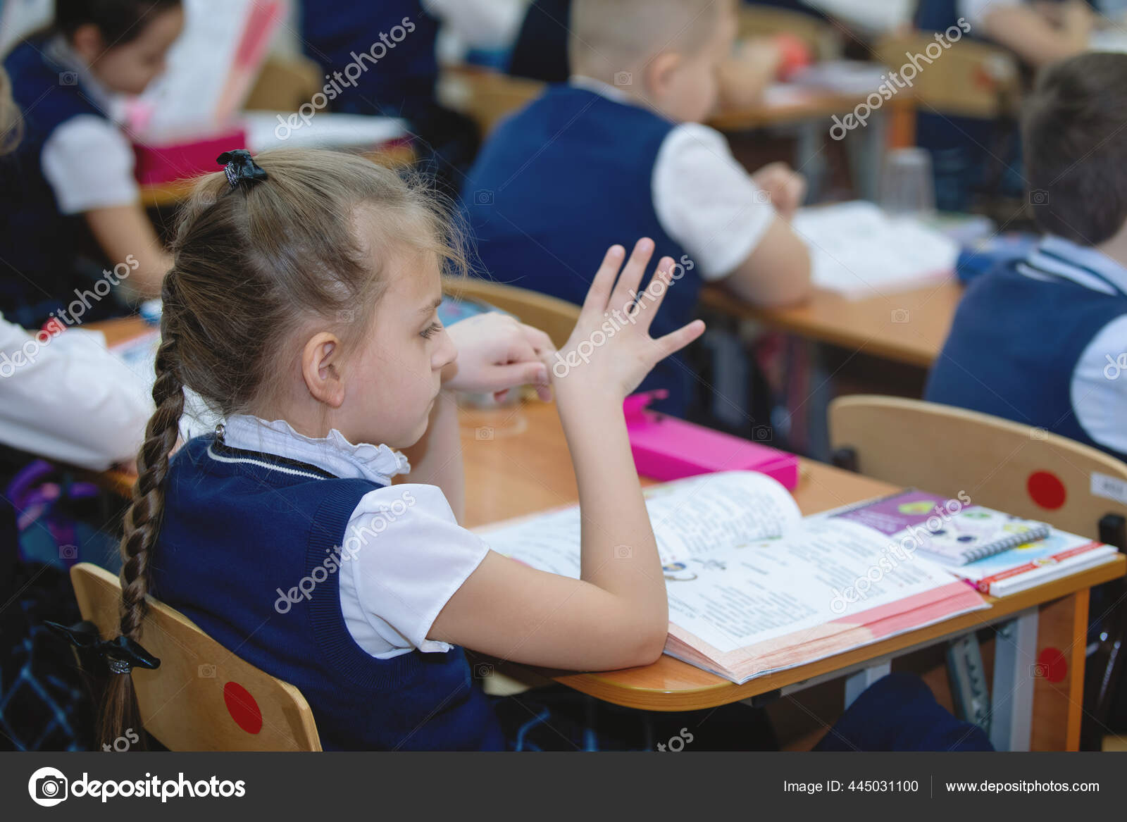 Schoolgirl Her Desk Classroom Lesson School Primary Education Selective