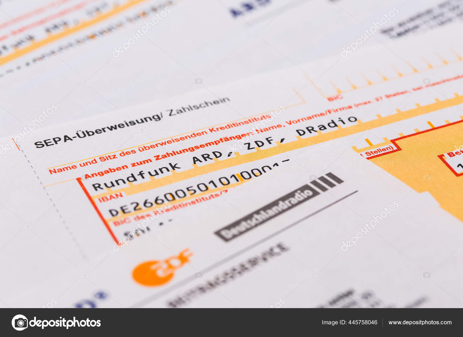 Invoice German Gez Company German Public Television Gez Ard Zdf — Stock ...