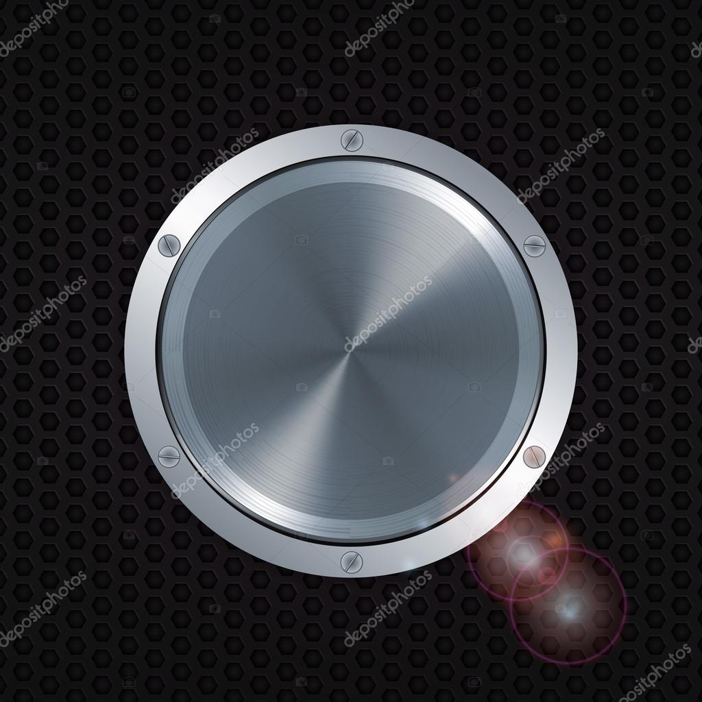 3D metallic button with screws over honeycomb metal plate Stock Vector ...