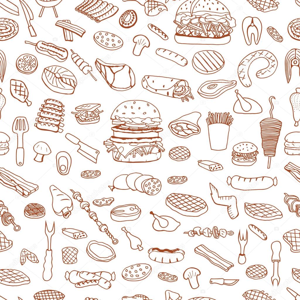 Barbecue Grill Pattern — Stock Vector © frescomovie #115613648