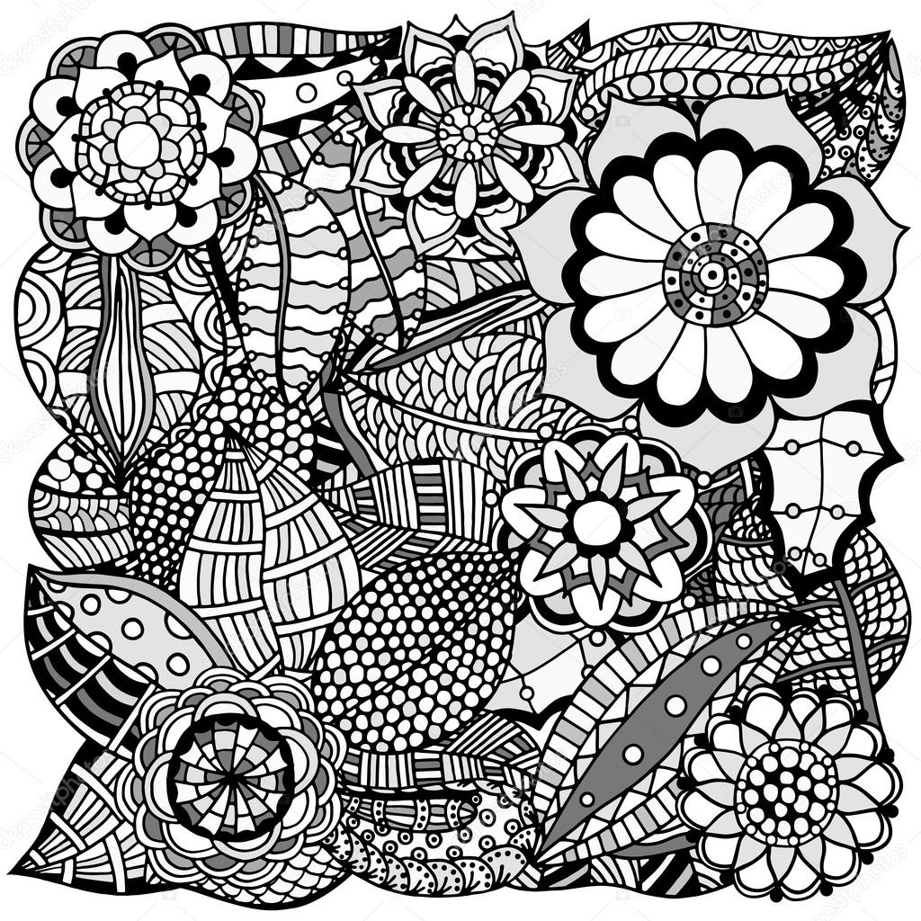 Floral zentangle — Stock Vector © frescomovie #86602374