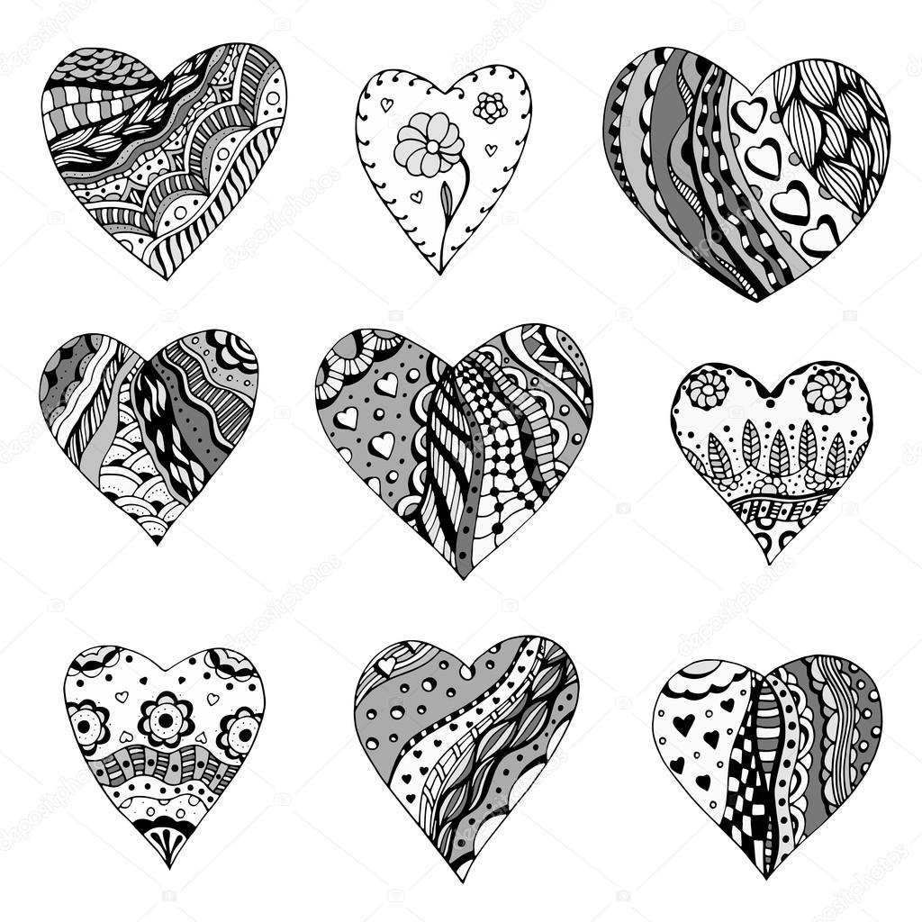 Zentangle style hearts Stock Vector Image by ©frescomovie #96452272