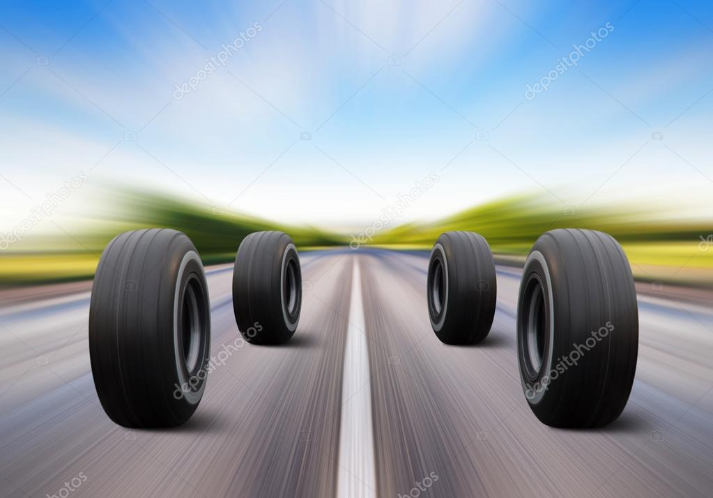 Wheels rush on speed road Stock Photo by ©ssuaphoto 101039514