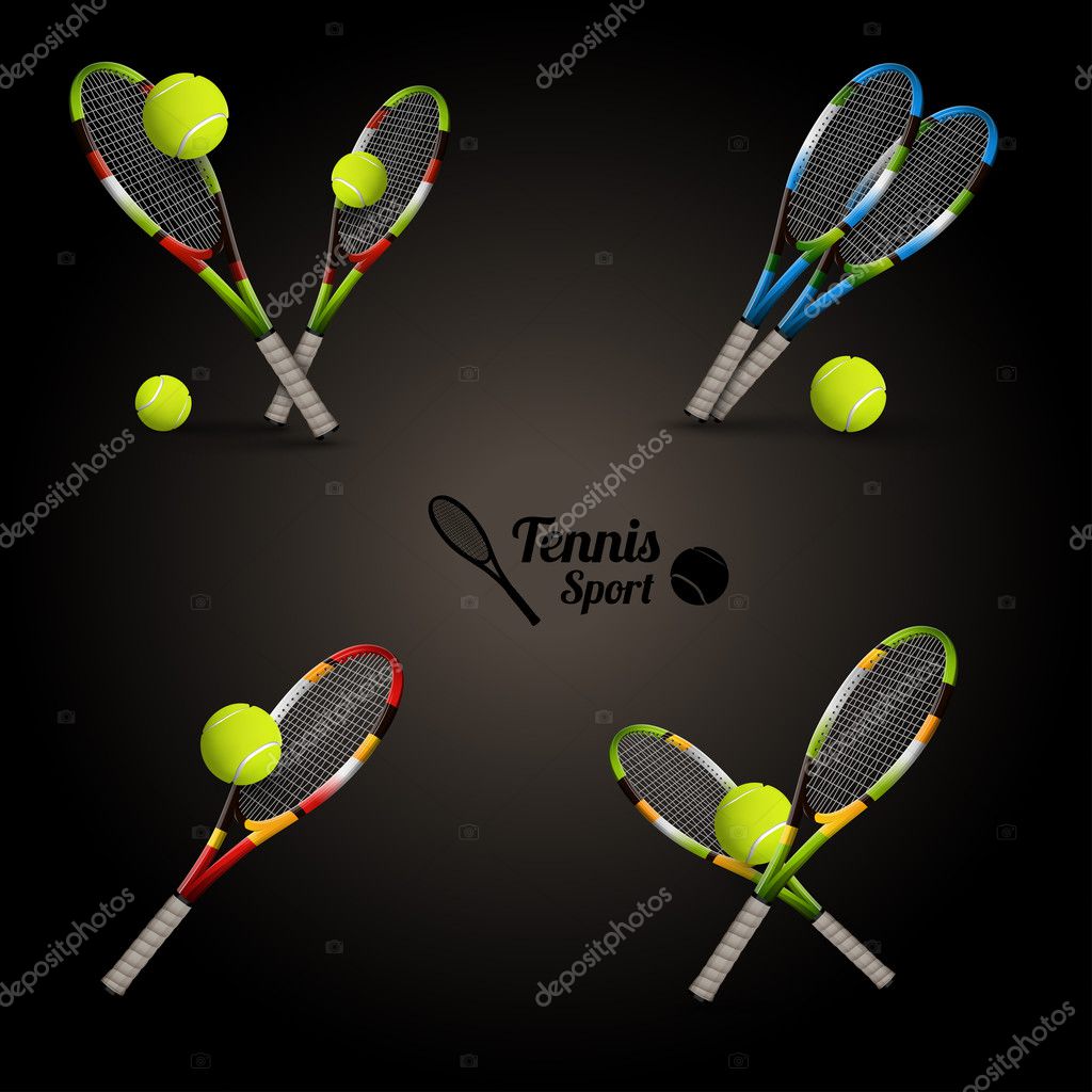 Vector tennis symbols as design elements, tennis balls, tennis r Stock ...