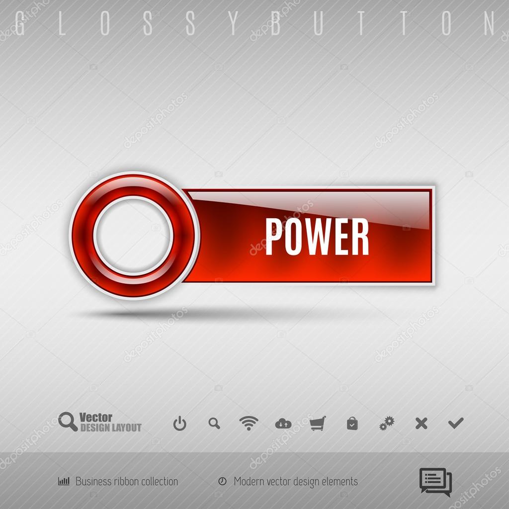 Red plastic button on the gray background. Vector design element Stock ...