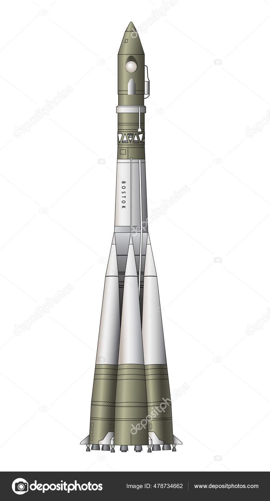 Modelo De Cohete Vostok En Vuelo 510+ Vostok Fotografías De Stock,