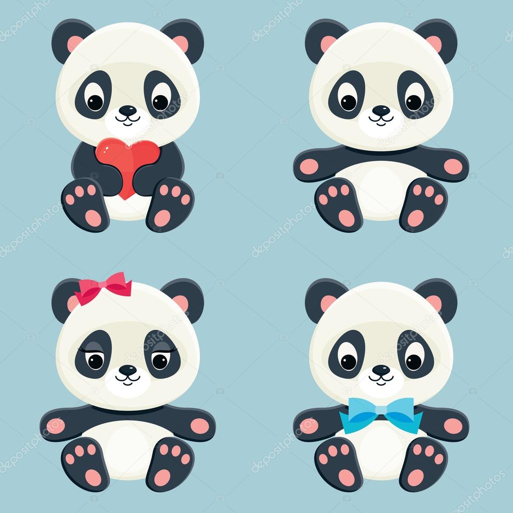 Panda characters icons set — Stock Vector © Natalie-art #117116446