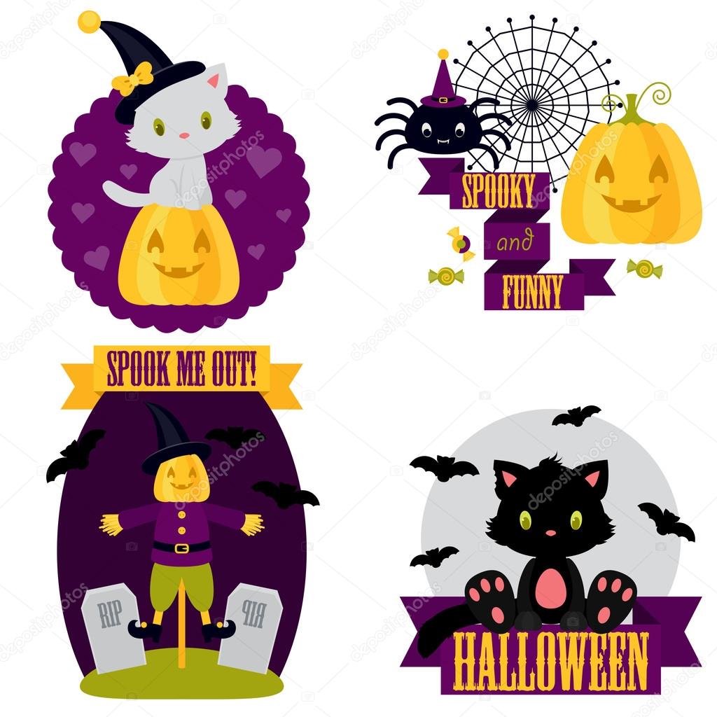 Clipart: cute halloween clip art | Halloween cute clip-art set — Stock ...