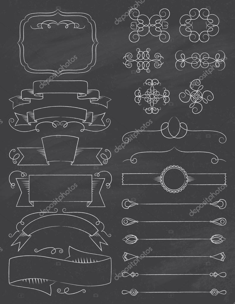 Vintage Calligraphy Chalkboard Design Elements Five Stock Vector Image ...