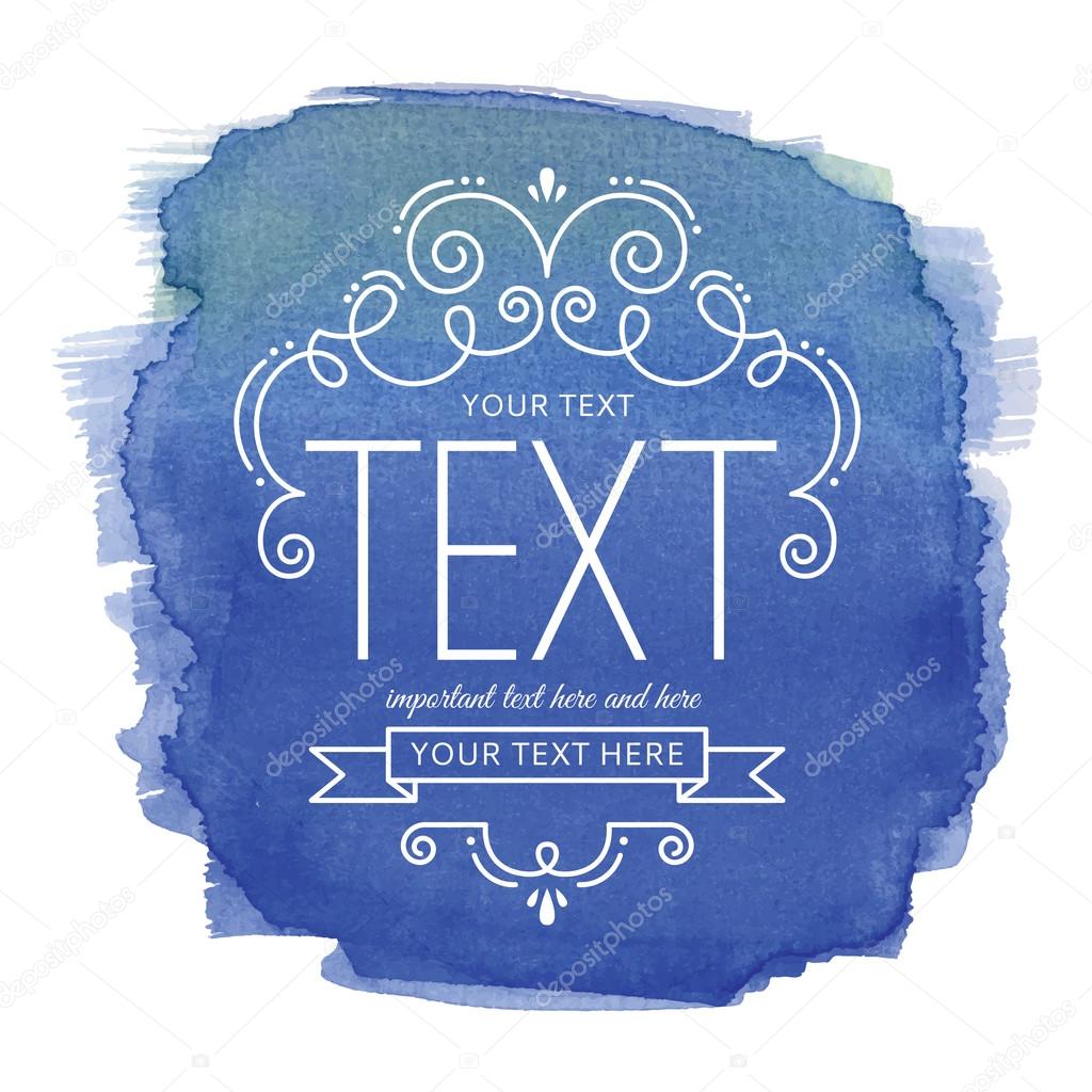 Watercolor Flourish Blue Green Label Stock Vector by ©kleyman 87949204