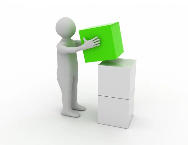 Man build boxes on white. Isolated 3D image Stock Photo by ©ISergey 5275069