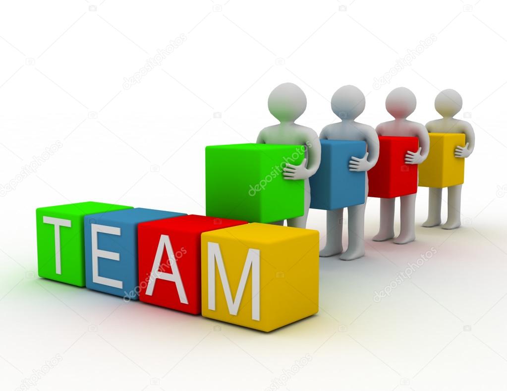 3d team man with cubes. teamwork concept — Stock Photo © andreync ...