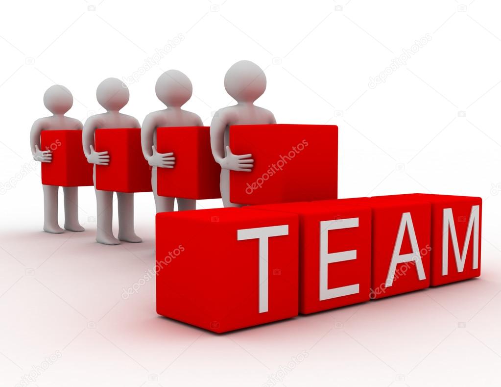 3d team man with cubes. teamwork concept — Stock Photo © andreync ...