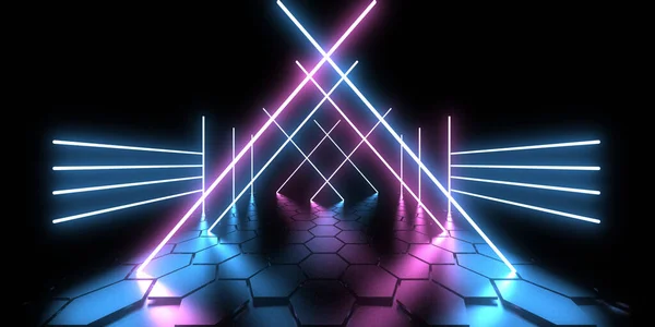 Latar Belakang Abstrak Dengan Lampu Neon Neon Terowongan Space Konstruksi — Stok Foto © andreync ...