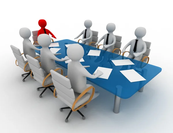 3d people - session behind a round table. 3d image. Isolated — Stock ...