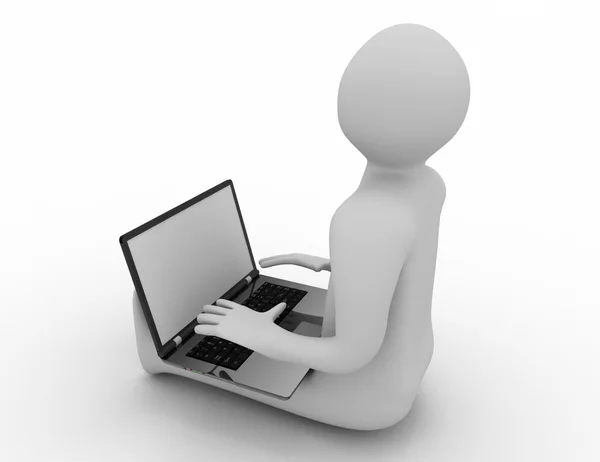 3d man businessman and laptop on white background Stock Photo by ...