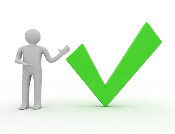 Man and green check mark — Stock Photo © skvoor #1963948