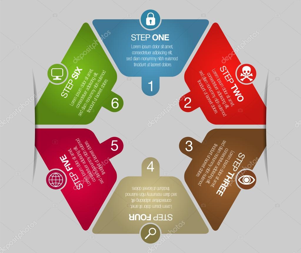 Infographic with six steps Stock Vector by ©mediterranean 93058294