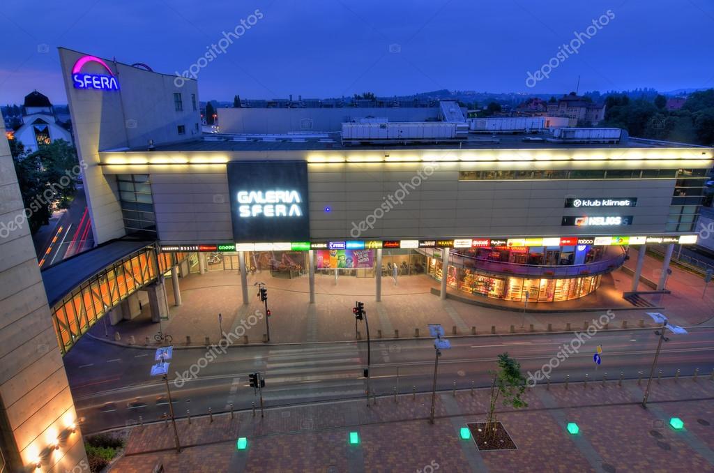 Aerial view for big shopping gallery in city centrum — Stock Photo ...