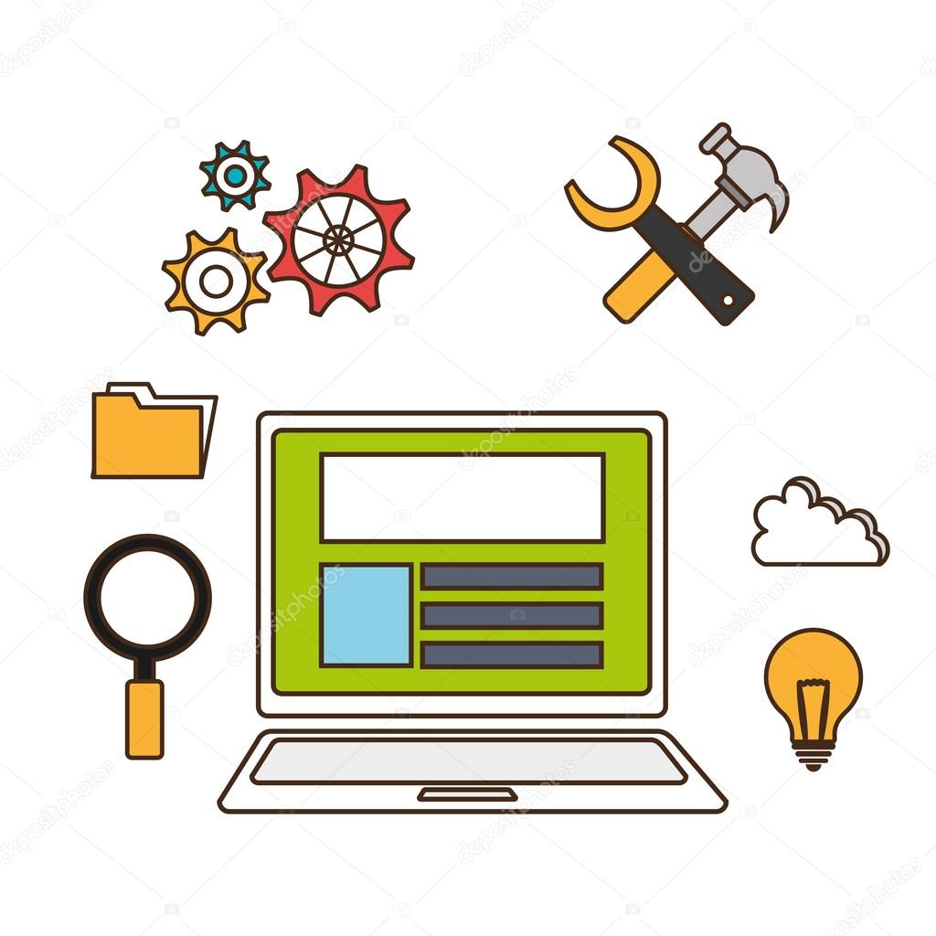 Diseño de desarrollo web — Vector de stock © yupiramos #100628054