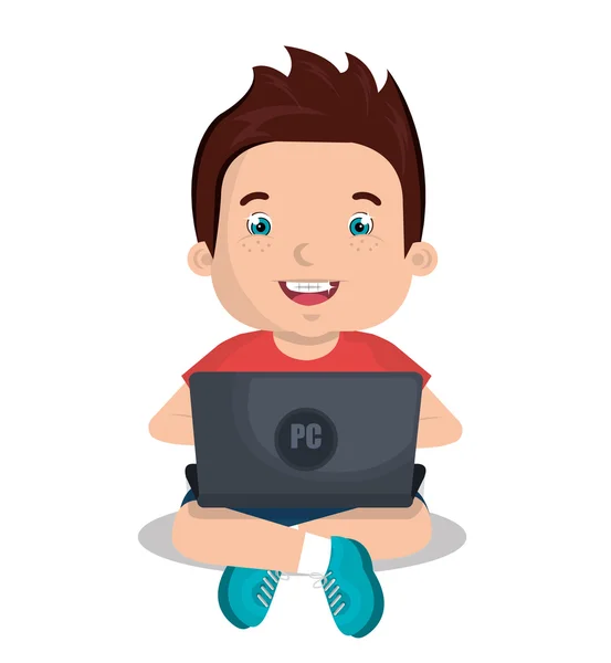 Niños Usando Computadora Imágenes De Stock De Arte Vectorial