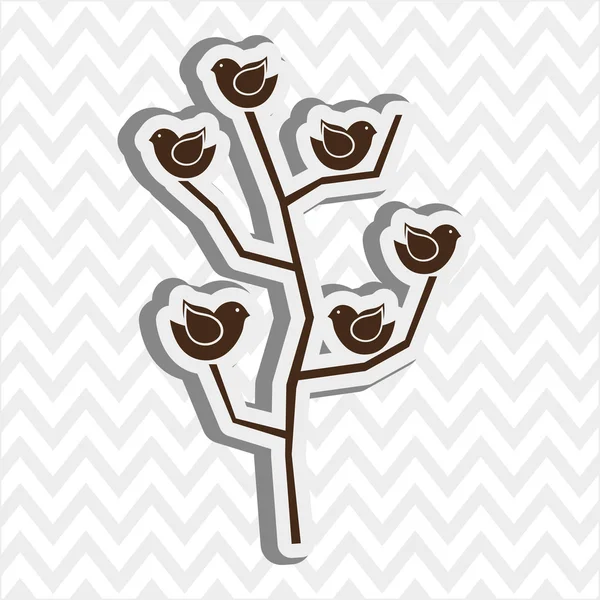 Cute tree and birds — Stock Vector © yupiramos #6377667