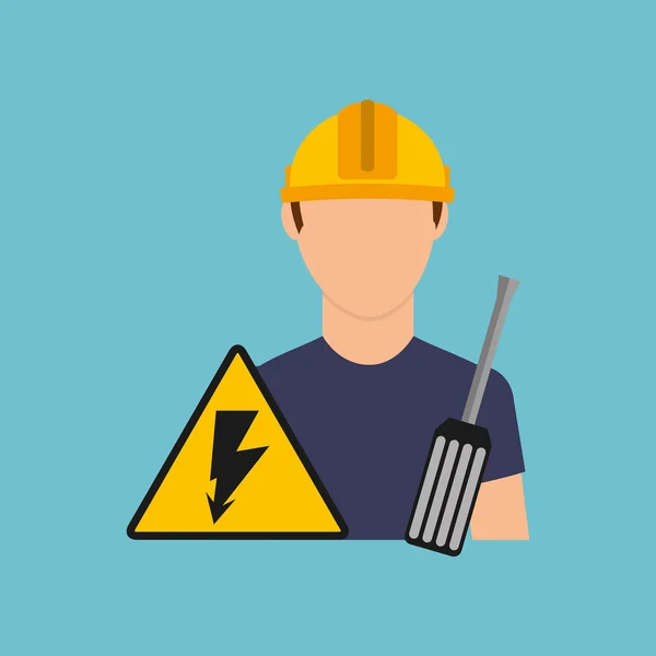 Electrician worker. Icon electric signs of work safety isolated — Stock ...