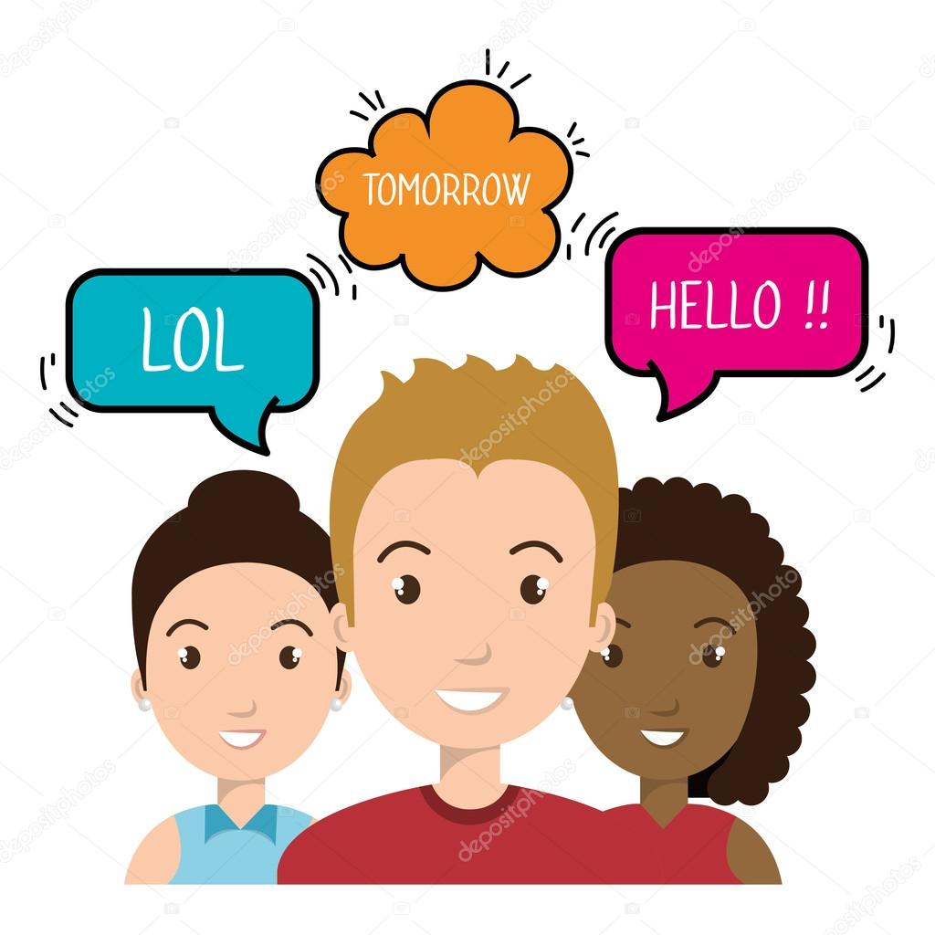 Personas hablando diseño — Vector de stock © yupiramos #110646526