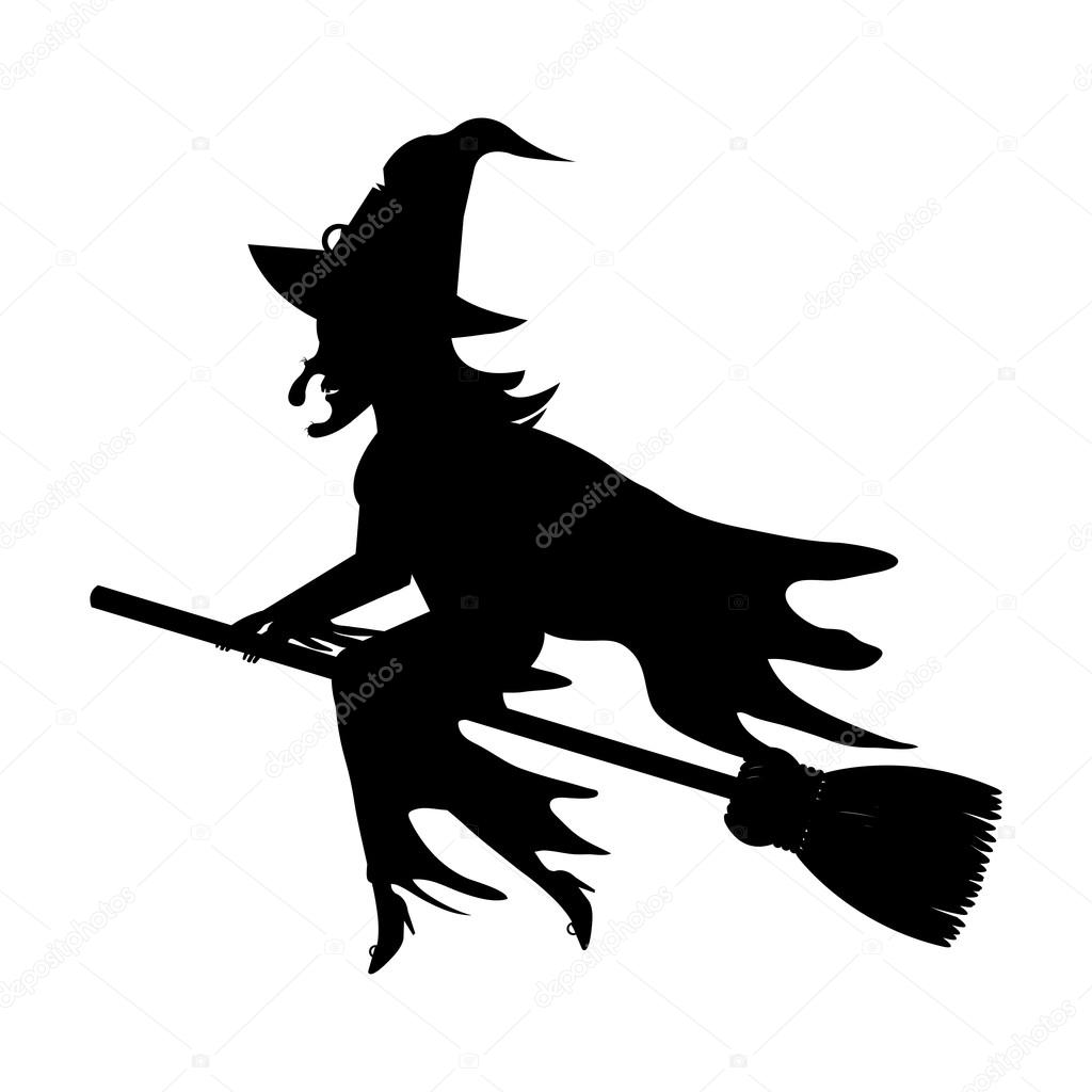 Witch flying with broomstick cartoon Stock Vector Image by ©yupiramos ...