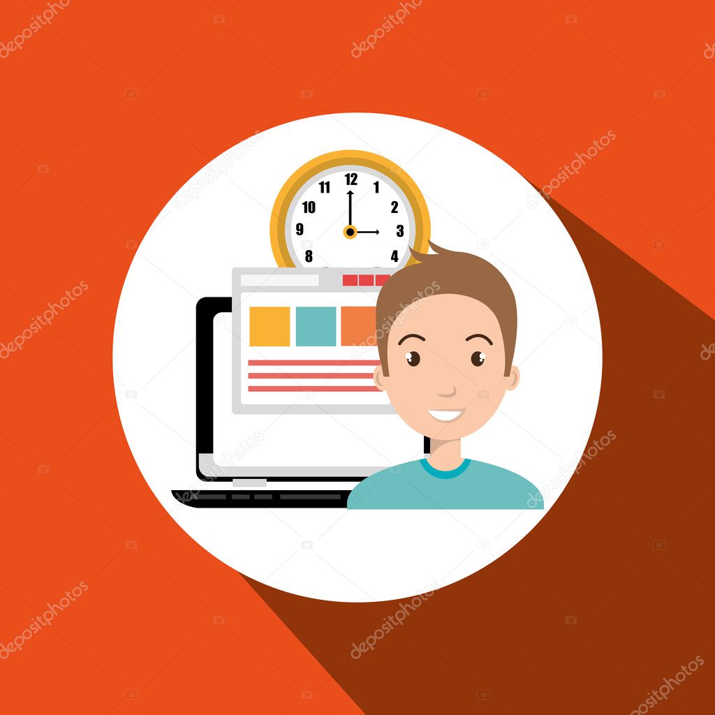 Man and computer isolated icon design Stock Illustration by ©yupiramos ...