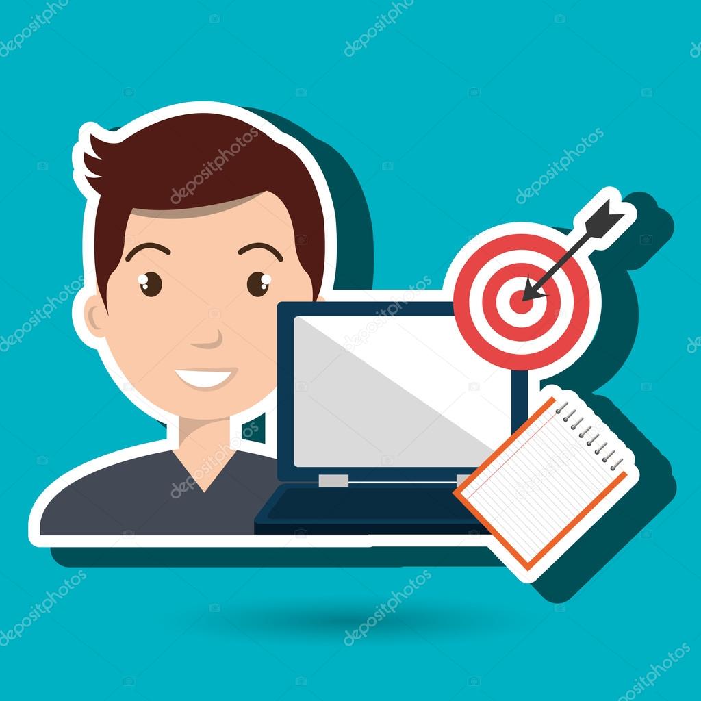 Man with computer isolated icon design Stock Vector Image by ©yupiramos ...