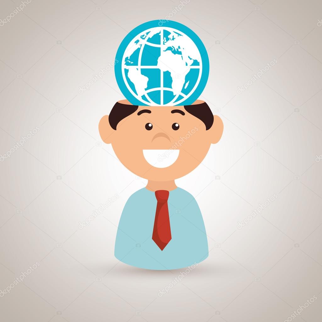 Man and world isolated icon design Stock Vector Image by ©yupiramos ...