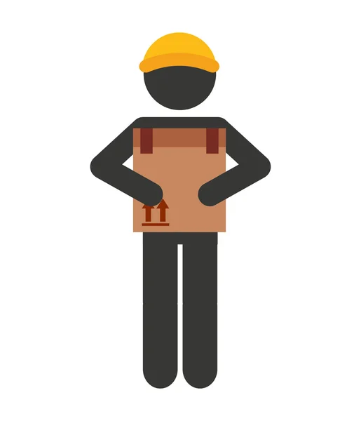 Dostawy człowiek listonosz Kurier po kreska piktogram ikona — Grafika ...