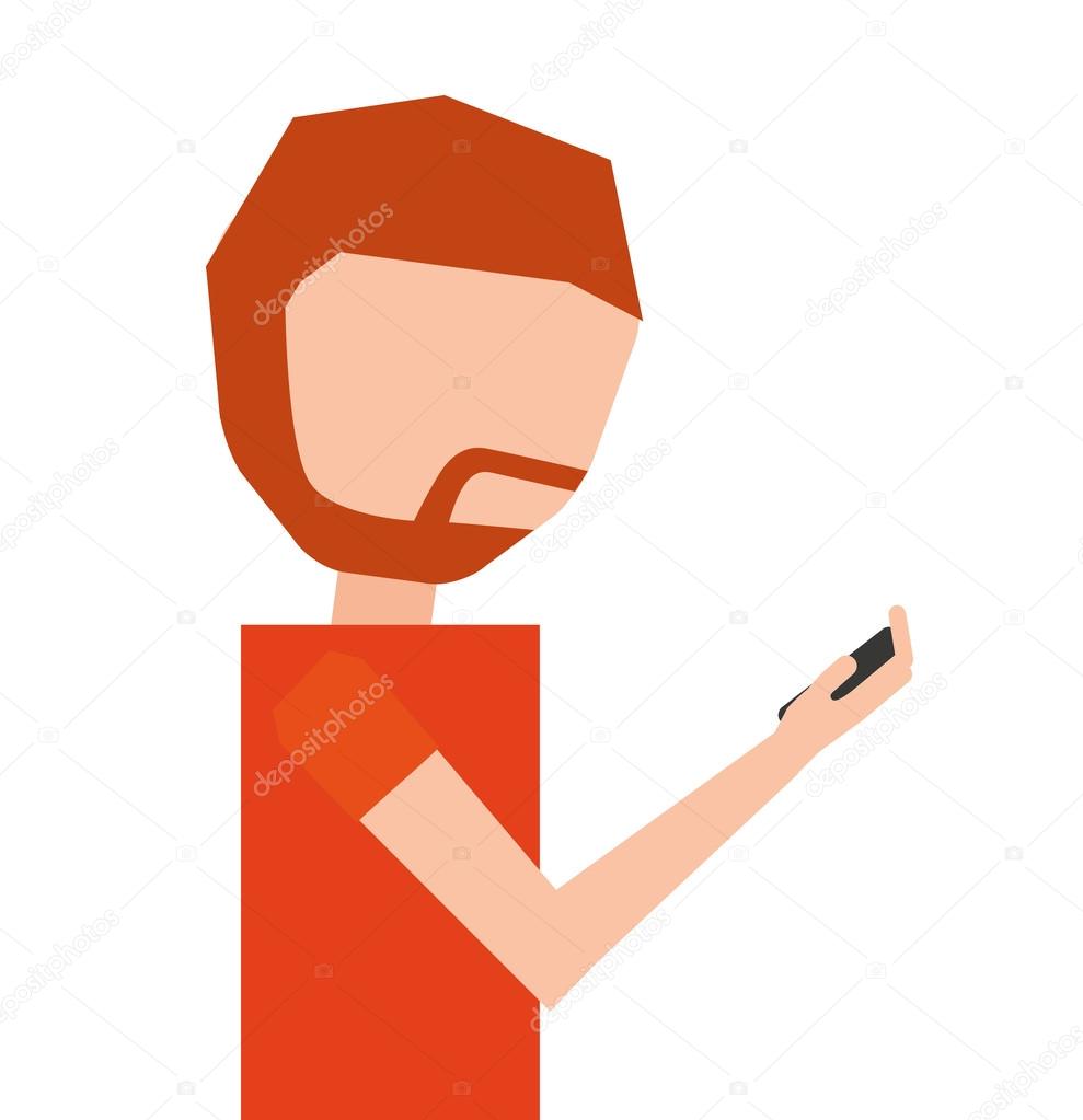 Man male young using smartphone icon Stock Vector Image by ©yupiramos ...