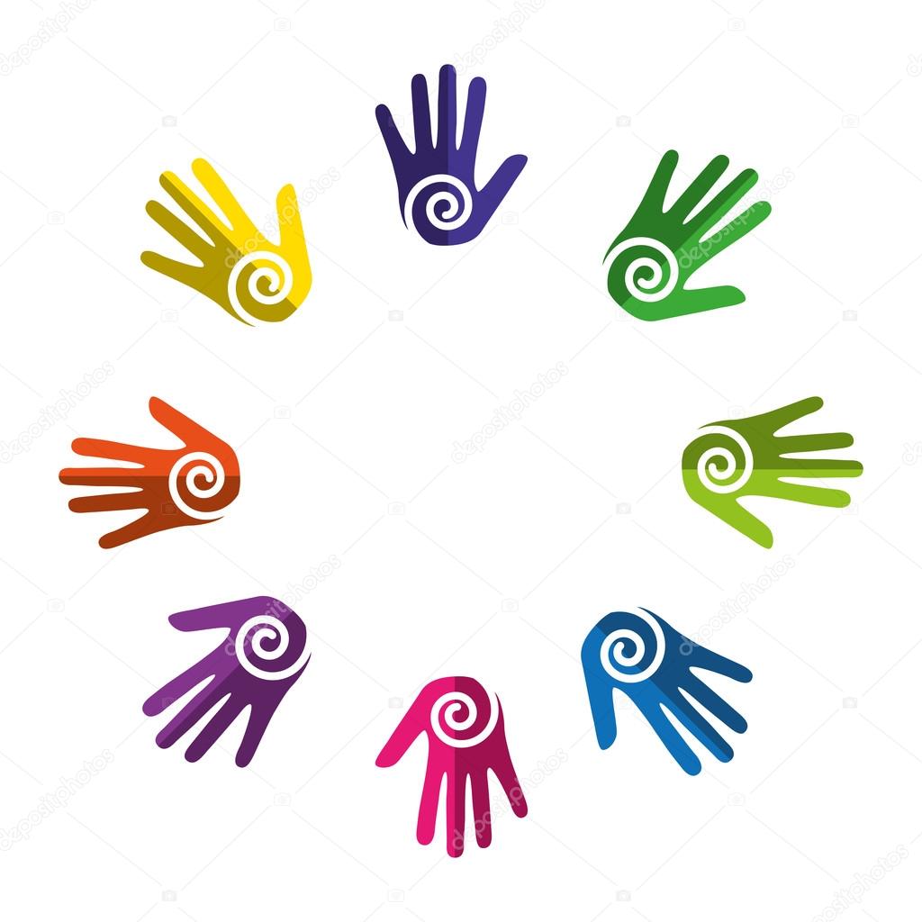 Handen menselijke diversiteit kleuren pictogram stockvector door ...