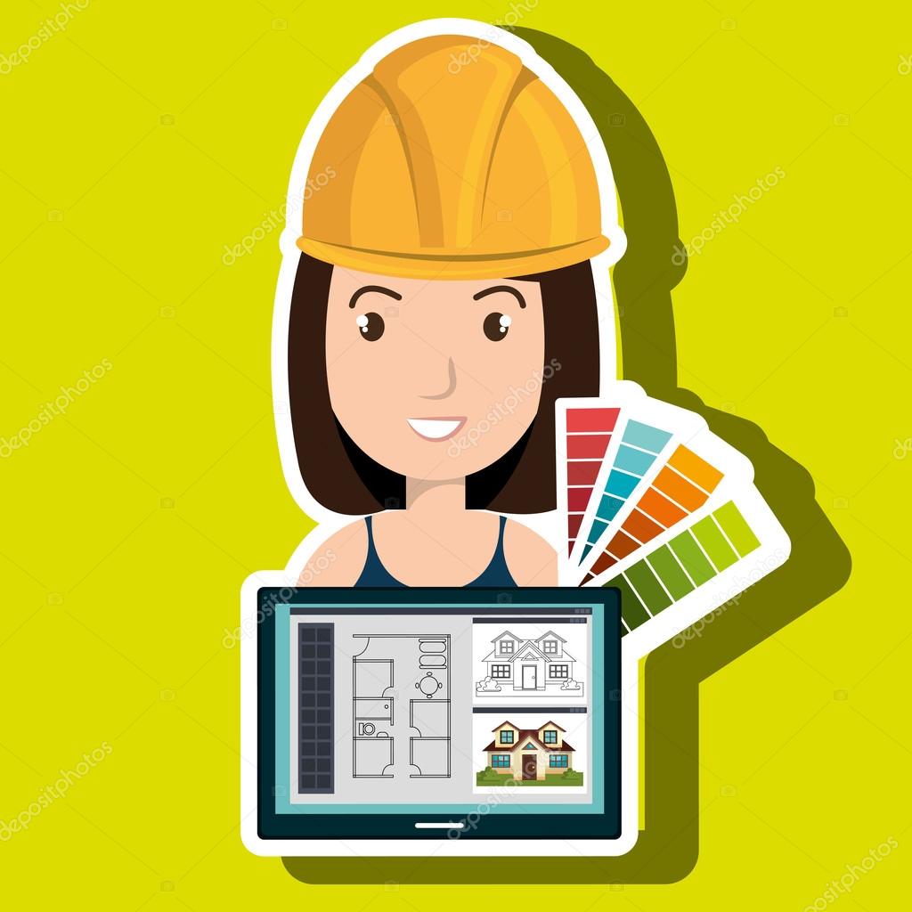 Woman architecture tools plans Stock Vector Image by ©yupiramos #118381758