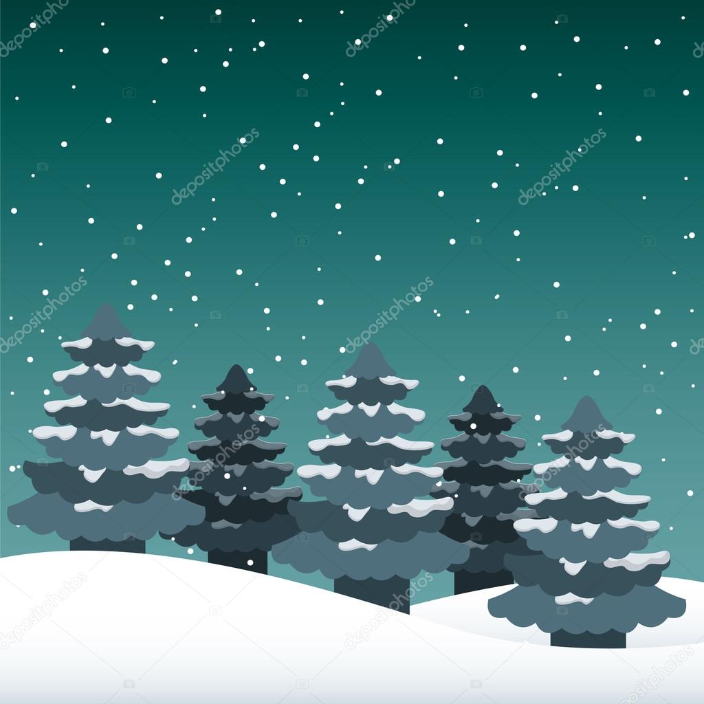 Snowscape night background icon Stock Vector by ©yupiramos 118443110