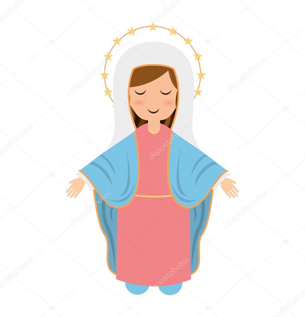 Virgin mary cute icon Stock Vector Image by ©yupiramos #118575272