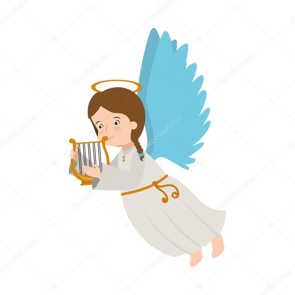 Angel harp lyre play musical instrument icon vector Stock Vector Image ...