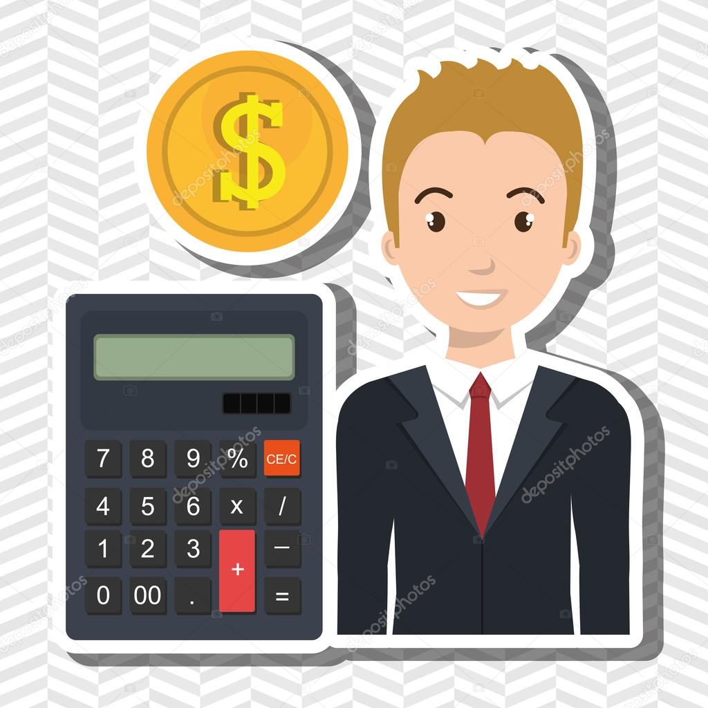 Man calculator coins dollar Stock Vector Image by ©yupiramos #120313532