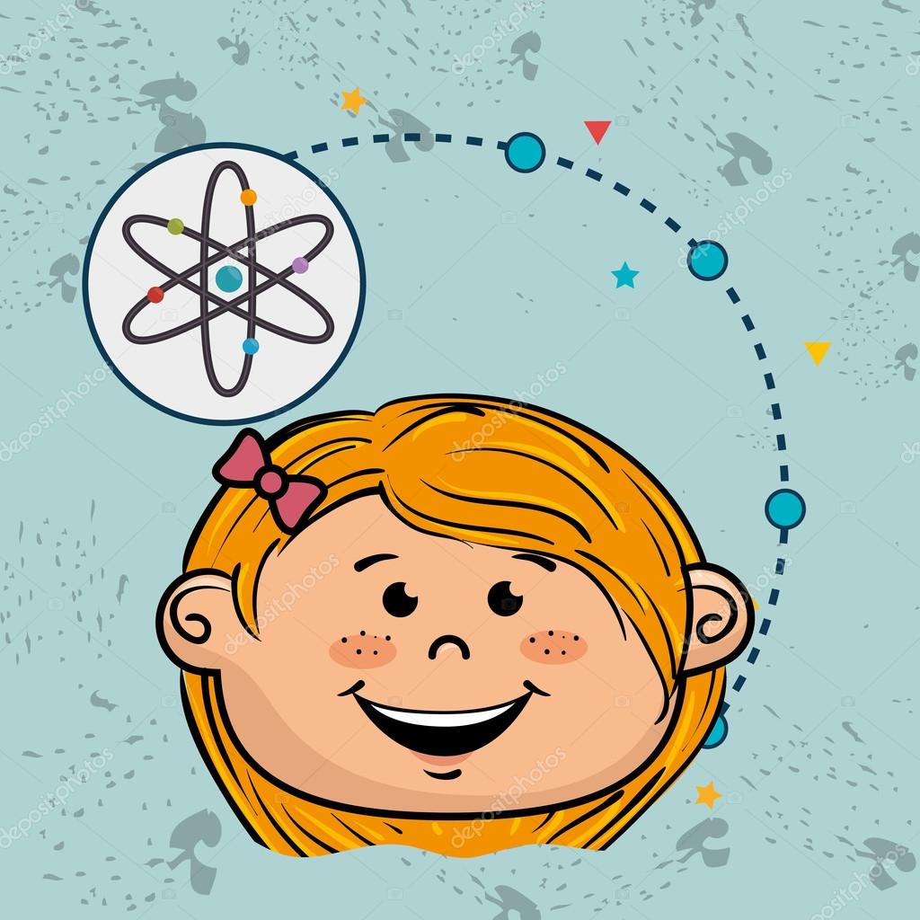 Girl cartoon atom icon Stock Vector by ©yupiramos 120863726