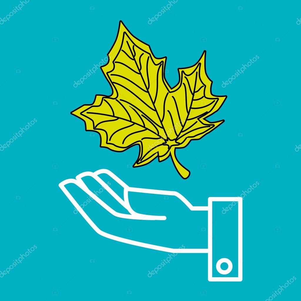 Hand leaf tree nature Stock Vector by ©yupiramos 120871336