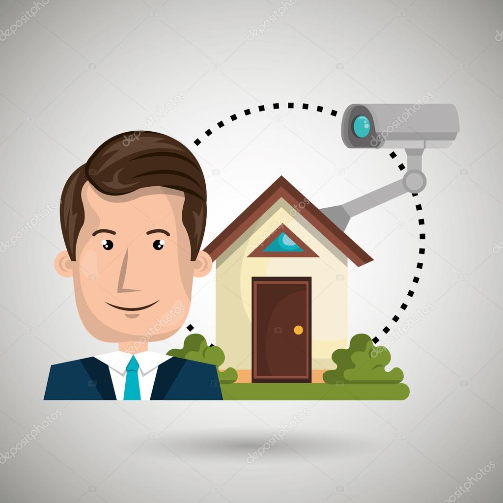 Man house security protection Stock Vector Image by ©yupiramos #120990916