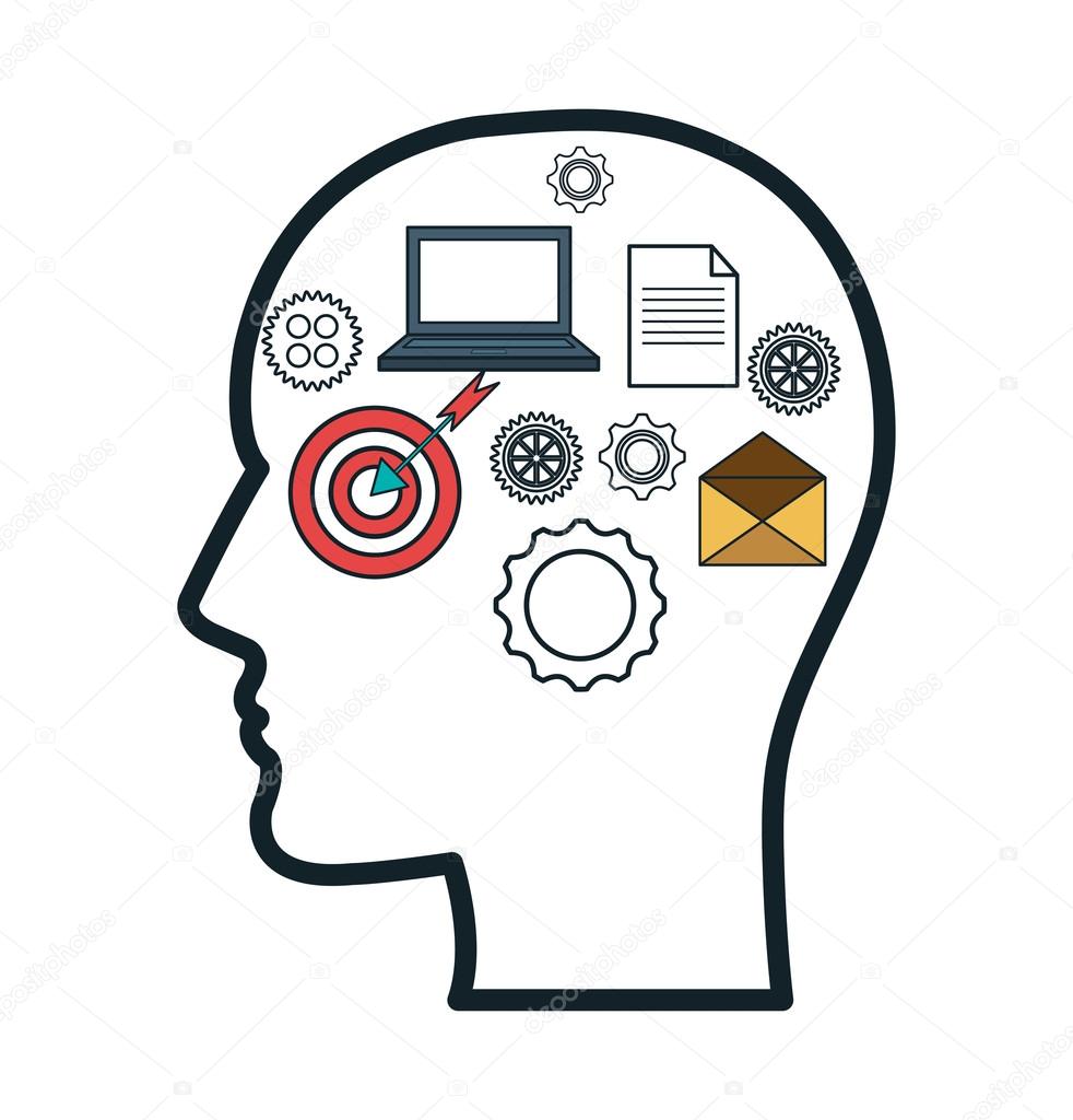 Head human profile think icon Stock Vector by ©yupiramos 121453712