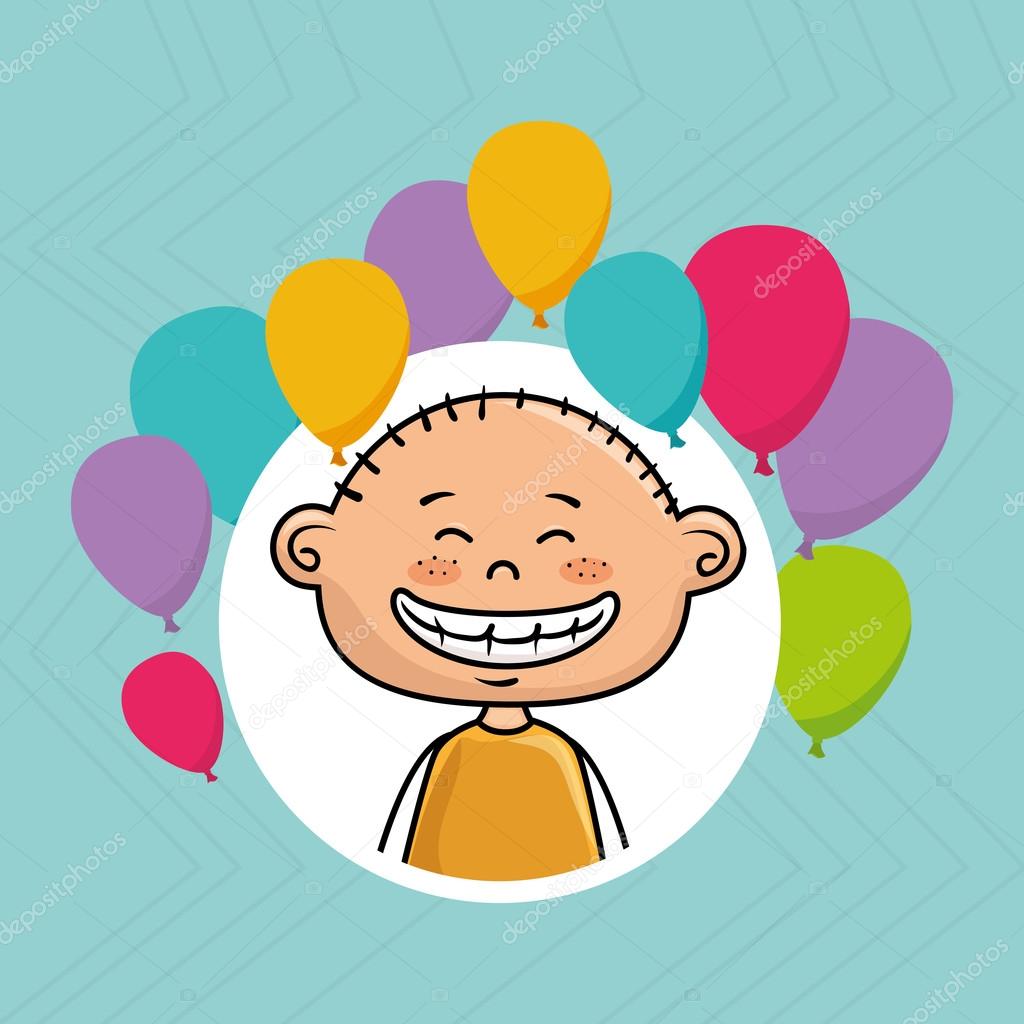 Niño globos fiesta de dibujos animados Vector de stock #122003188 de ©yupiramos