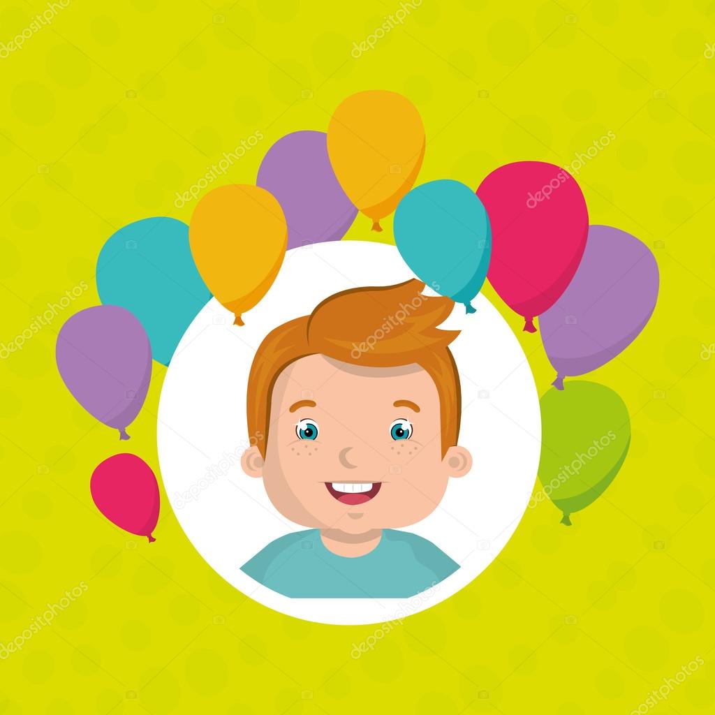Niño globos fiesta de dibujos animados Vector de stock #122003620 de ©yupiramos