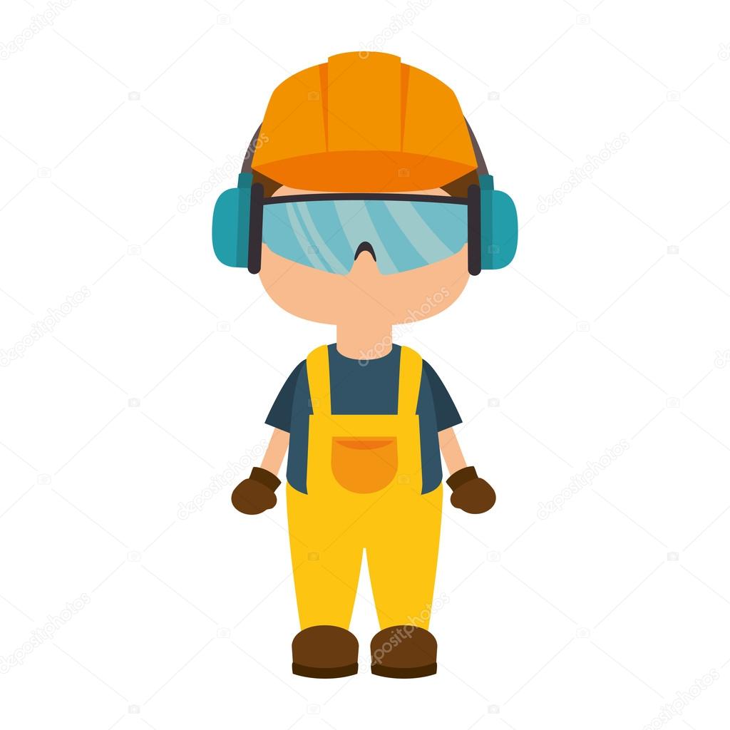 Trabajador con equipo de seguridad industrial — Vector de stock ...