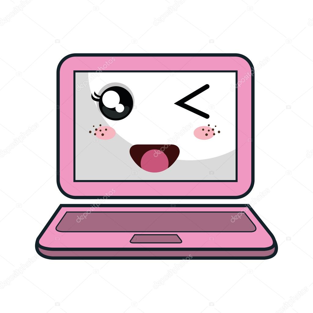 Kawaii cartoon laptop Stock Vector by ©yupiramos 122944714