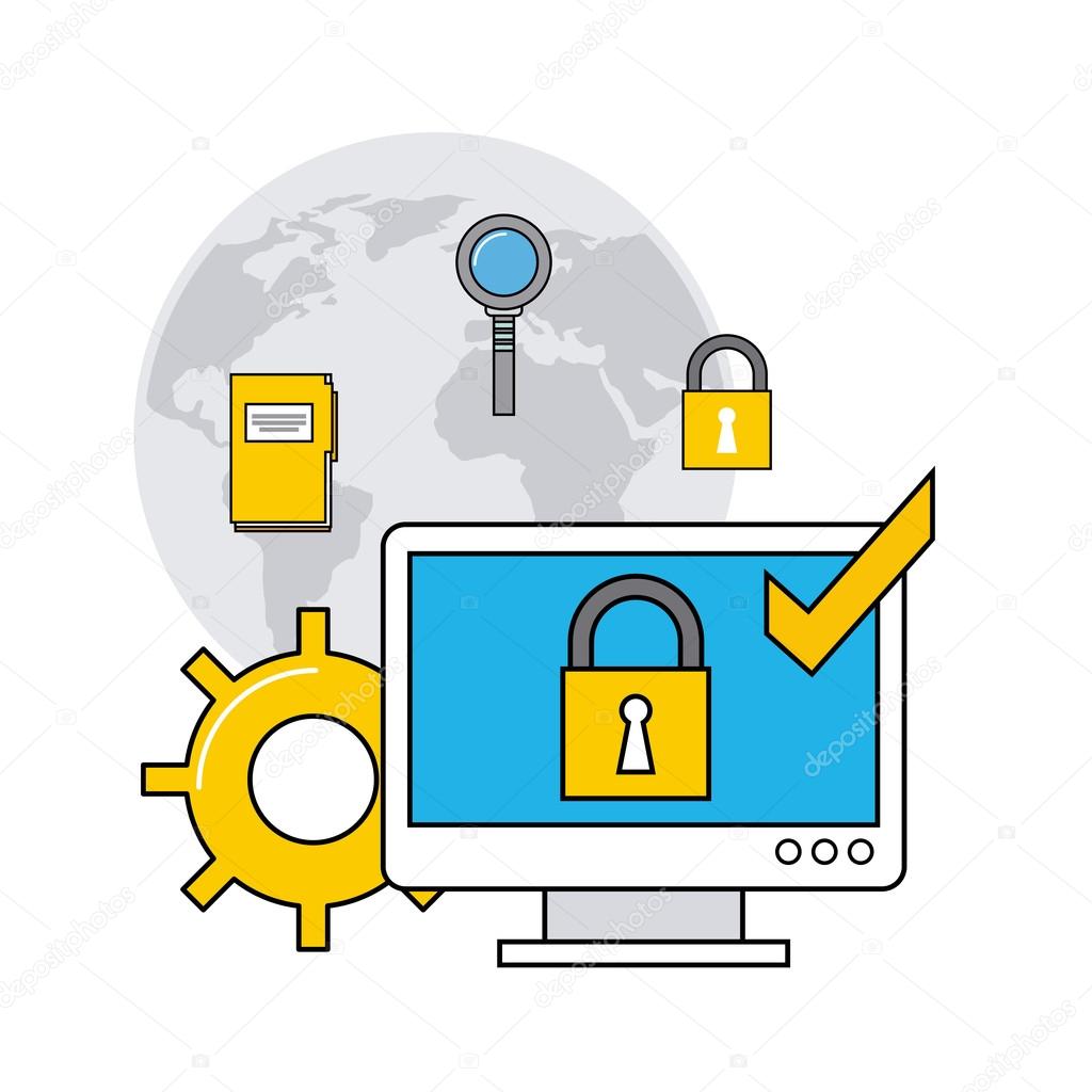 Online security flat line icons Stock Vector by ©yupiramos 123767880