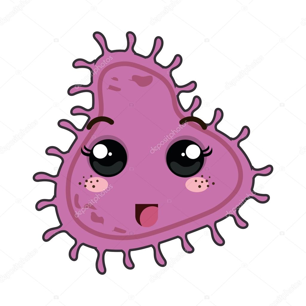 Dibujos animados de kawaii de bacterias — Archivo Imágenes Vectoriales ...